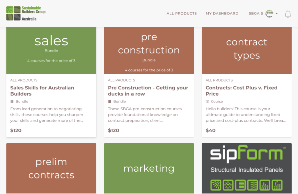 Learning Portal - Sustainable Builders Group Australia PTY LTD